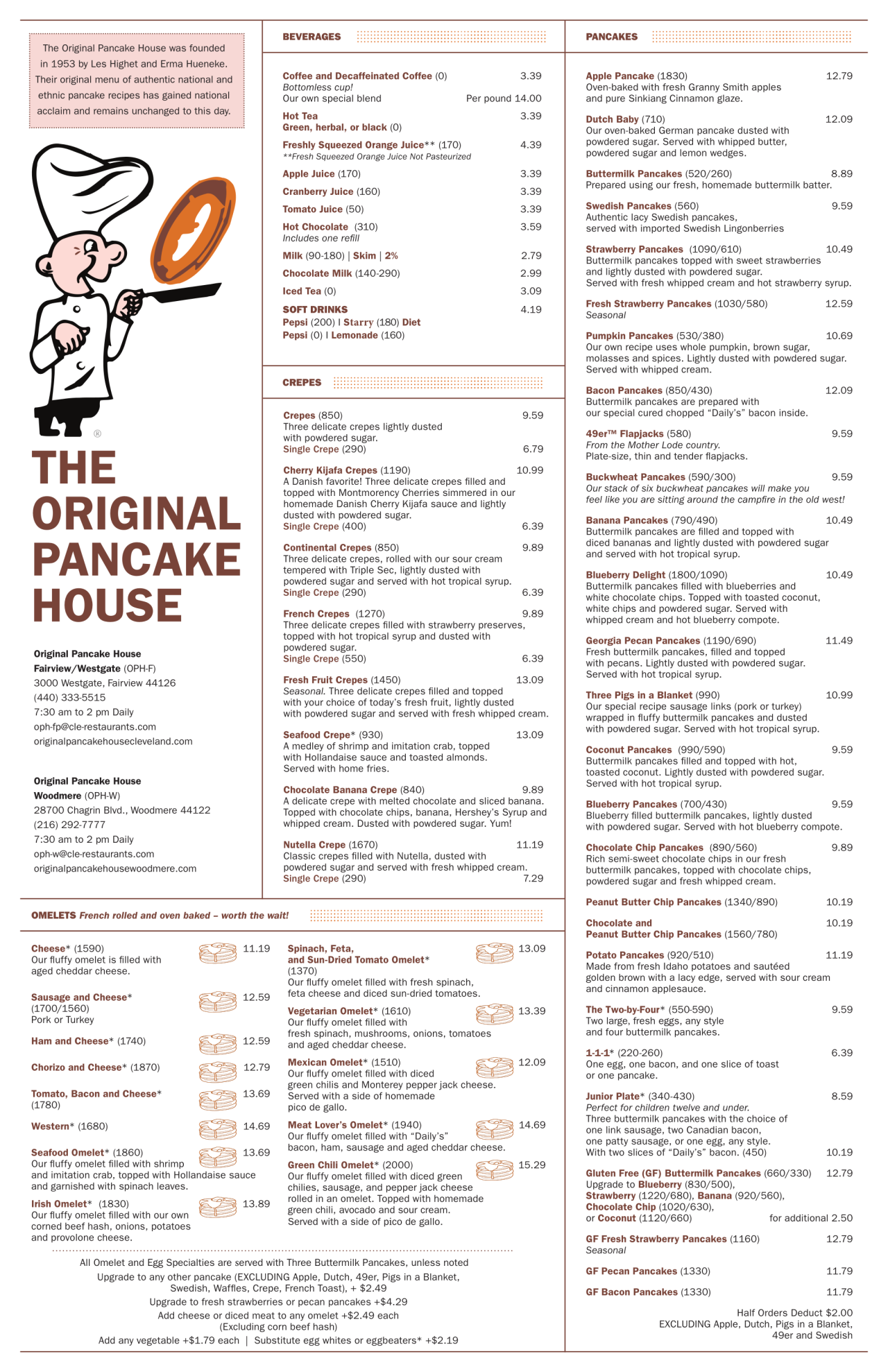 Menu | Original Pancake House - Strongsville